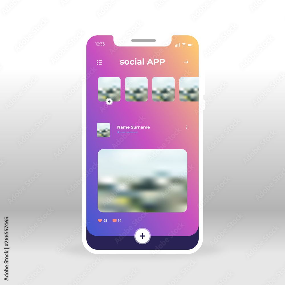 Purple Liquid Background Social App UI, UX, GUI screen for mobile apps ...