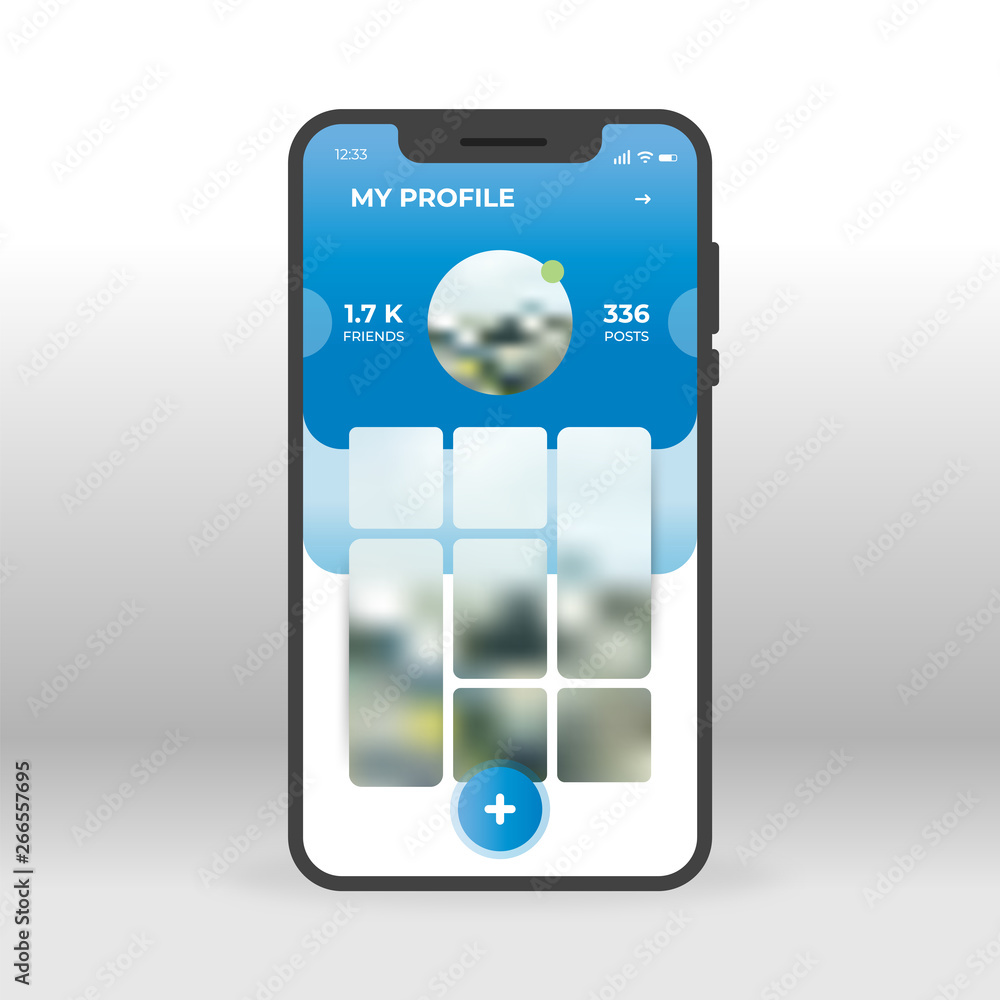 Blue Social Network Profile page UI, UX, GUI screen for mobile apps ...
