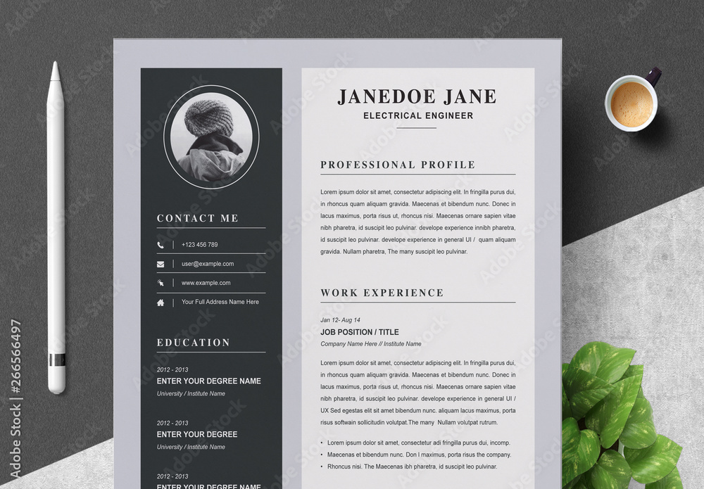 Minimalist Resume and Cover Letter Layout Stock Template | Adobe Stock