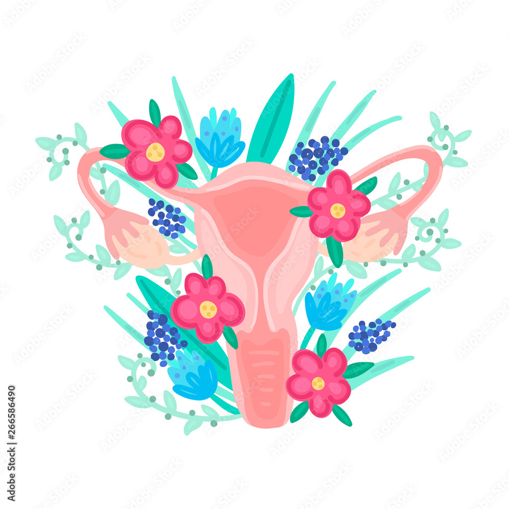 Female reproductive system in flowers. Anatomy. Gynecology. Woman ...
