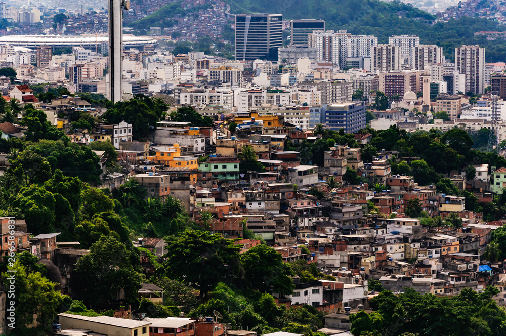 Rio de Janeiro Brazil contrasting the favelas and the modern new ...