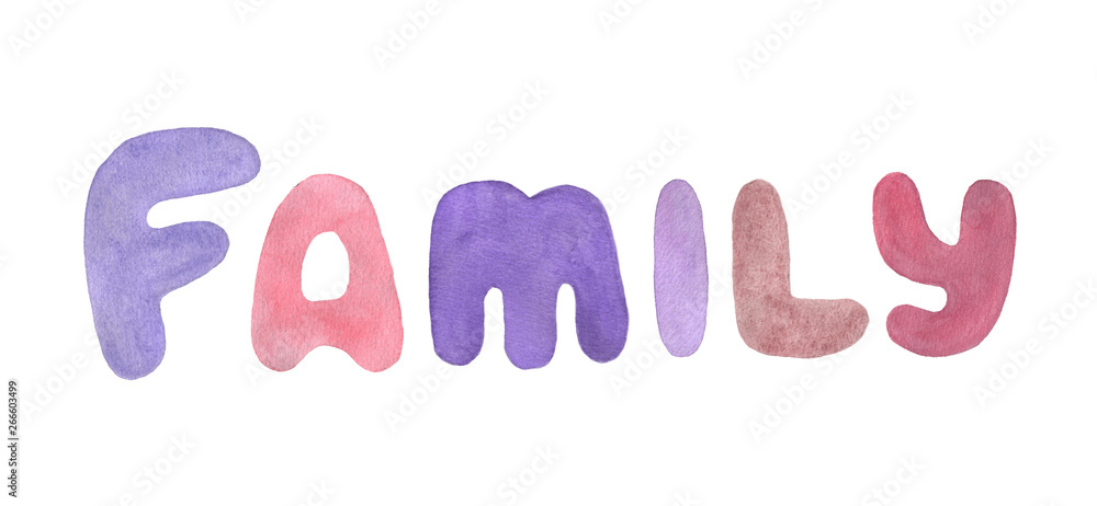 Decorative watercolor hand drawn letters on the white background ...