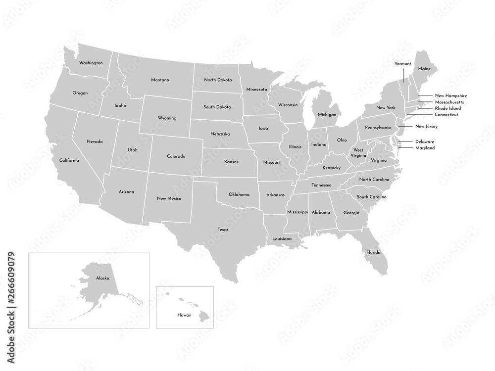 Vector isolated illustration of simplified administrative map of USA ...
