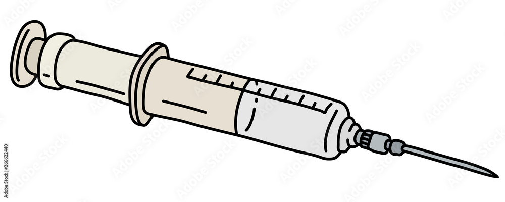 The vectorized hand drawing of a big plastic syringe Stock Vector ...