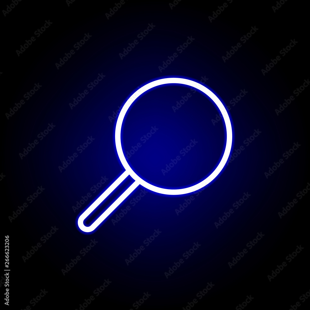 magnifier, search icon in neon style. Can be used for web, logo, mobile ...