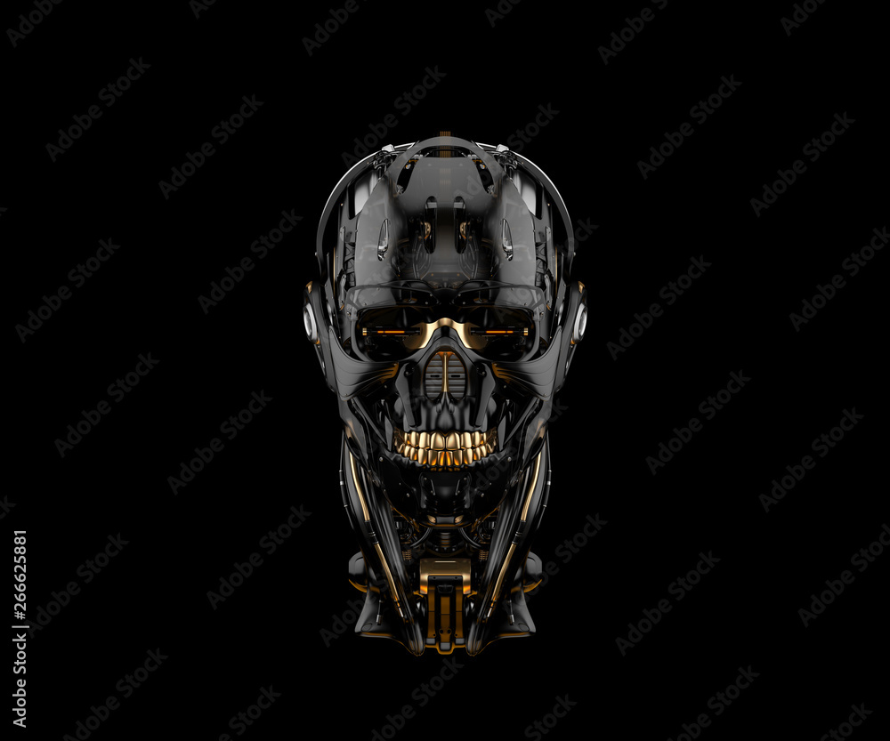 Cyber skull in front 3d rendering Stock Illustration | Adobe Stock