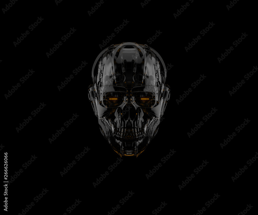 Cyber skull in front 3d rendering Stock Illustration | Adobe Stock