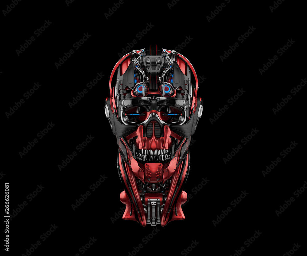 Cyber skull in front 3d rendering Stock Illustration | Adobe Stock