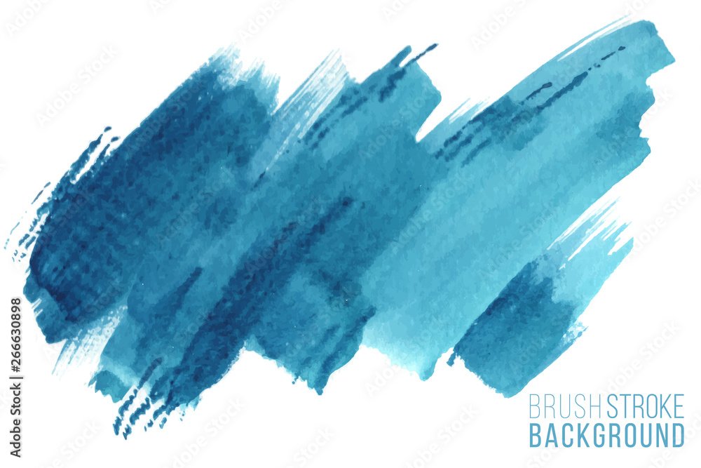 Vector hand drawn watercolor brush stain. Colorful painted stroke. Blue ...