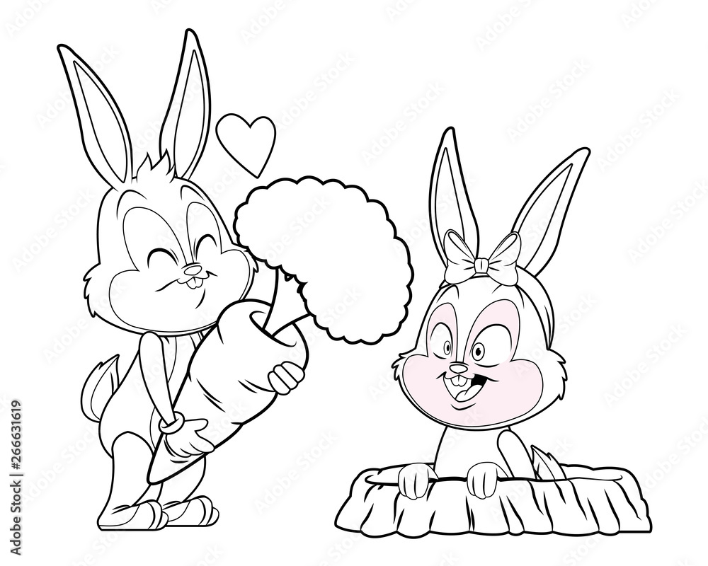 Cute Easter Bunny Clip Art Black And White