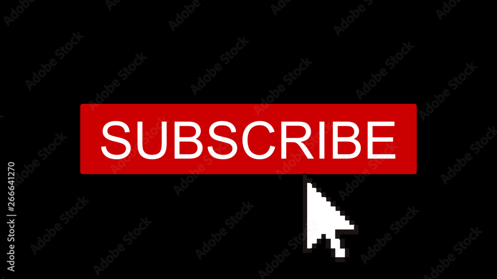 Red subscribe button graphic with arrow pointer clicking Stock ...