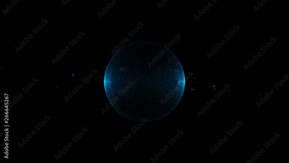 The luminous sphere of flowing particles and randomly flying around the ...