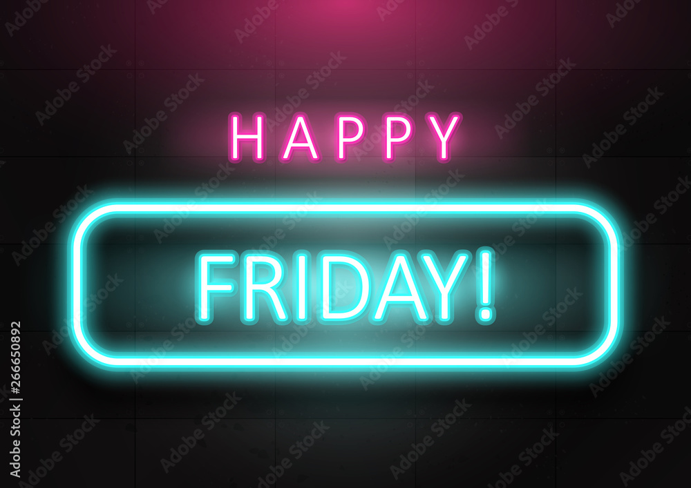Happy Friday Neon Lettering Stock Vector Adobe Stock