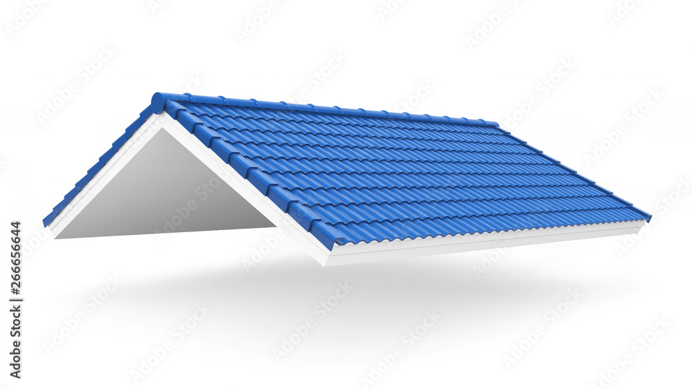 3d roof on the white background. 3d rendering,red roof tile isolated on ...