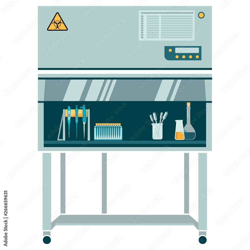 vector illustration. laminar box with labware Stock Vector | Adobe Stock