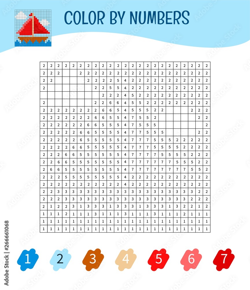 Coloring book for children. Color by number. Vector illustration of a ...