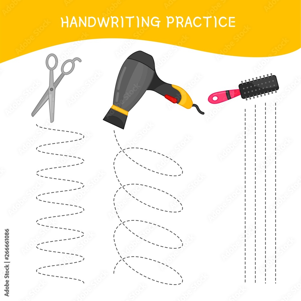 Handwriting practice sheet. Basic writing. Educational game for ...