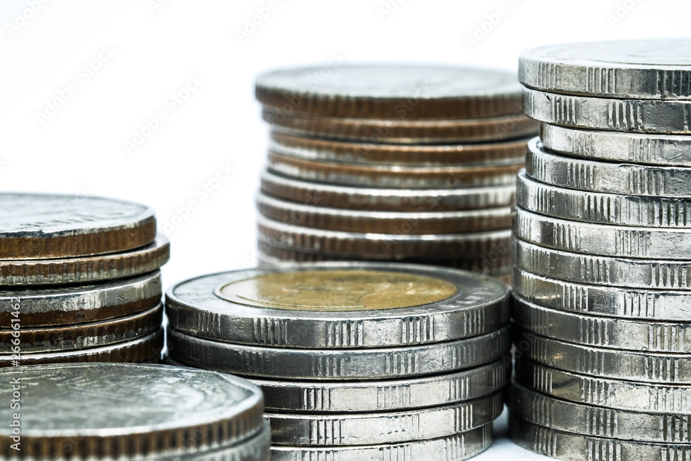 Stack Of Coins In Grey
