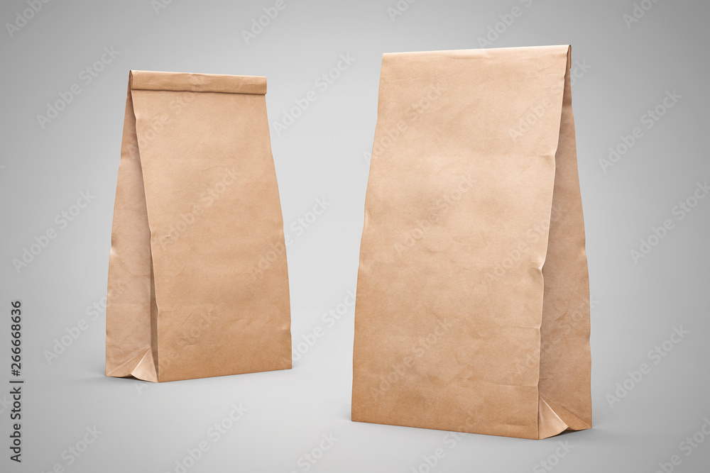 3d illustration Tea coffee paper packaging mockup. Food foil package ...