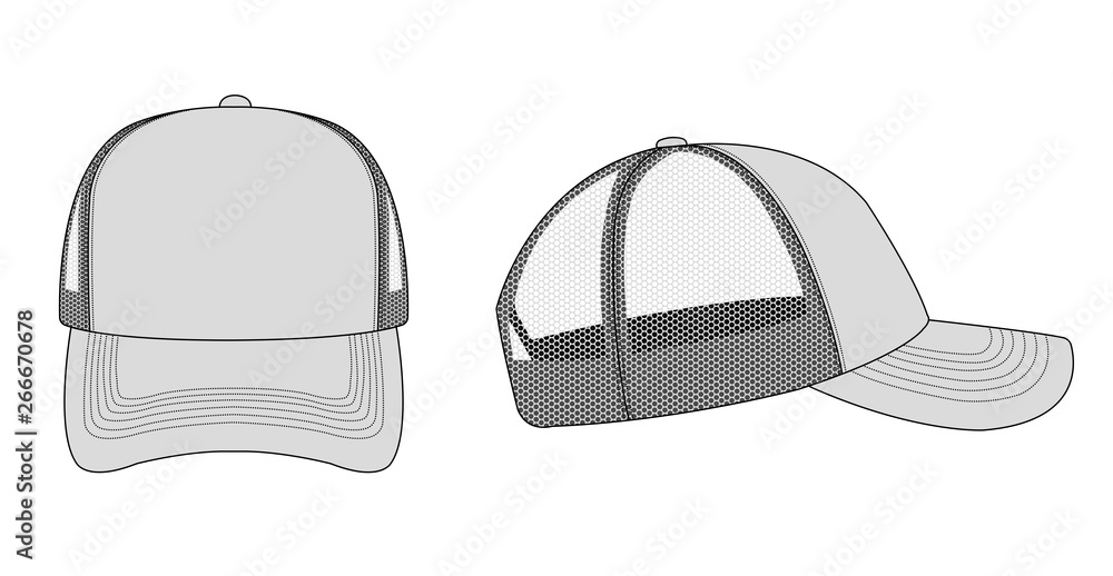 trucker cap / mesh cap template illustration (gray) Stock Vector ... trucker cap / mesh cap template illustration (gray) Stock Vector ...