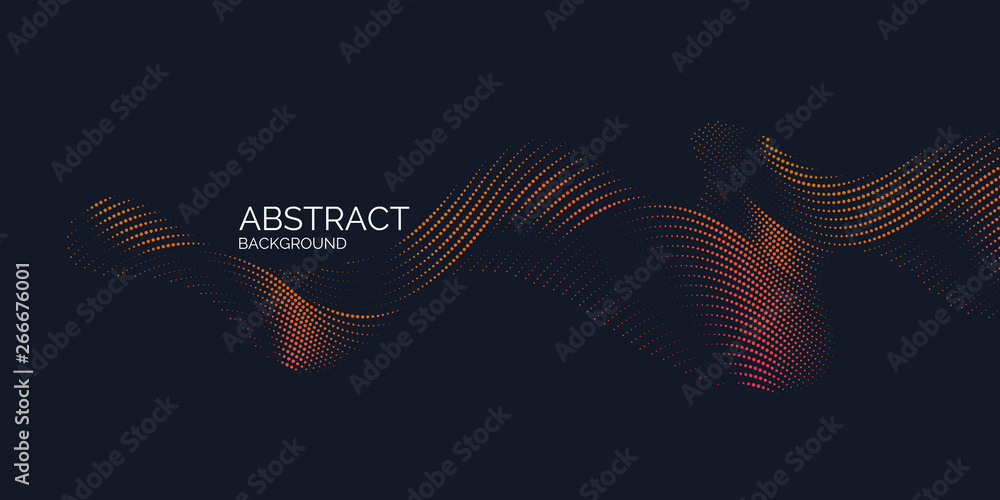 Vector abstract background with dynamic waves, line and particles ...