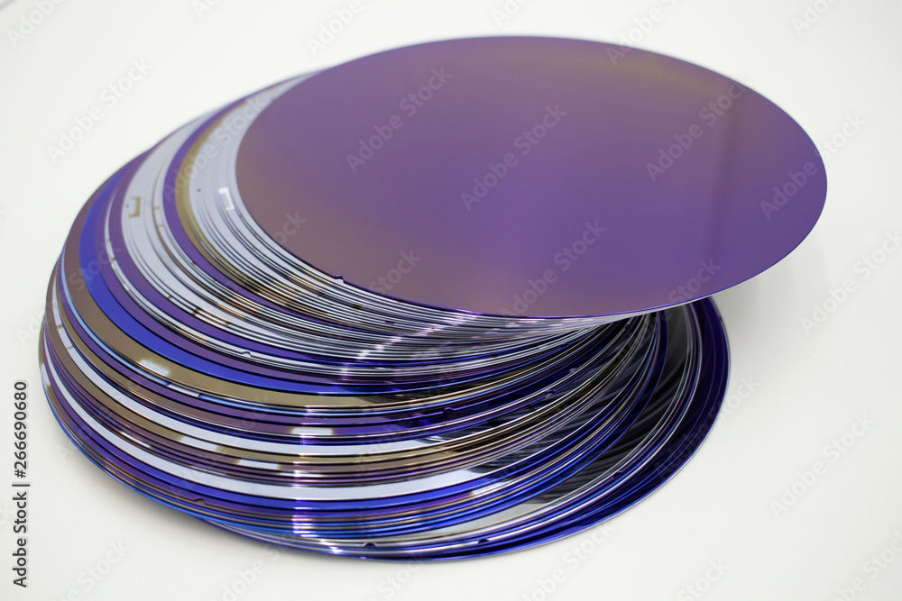 Silicon wafers of purple color in stock Stock Photo | Adobe Stock