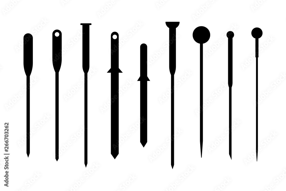 Acupuncture needles set of different types, hand drawn doodle, sketch ...