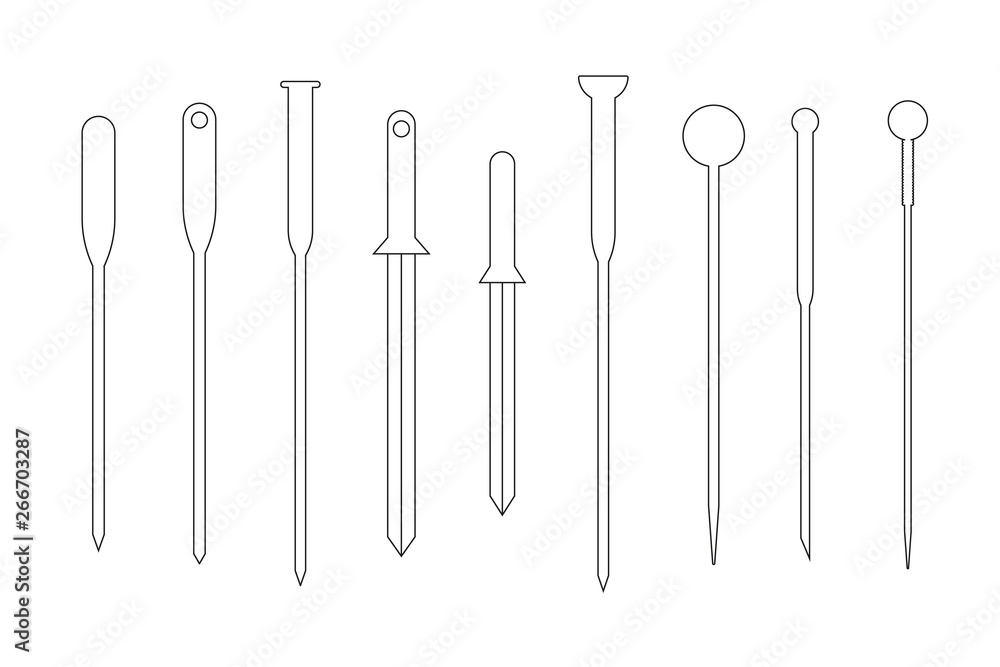 Acupuncture needles set of different types, hand drawn doodle, sketch ...
