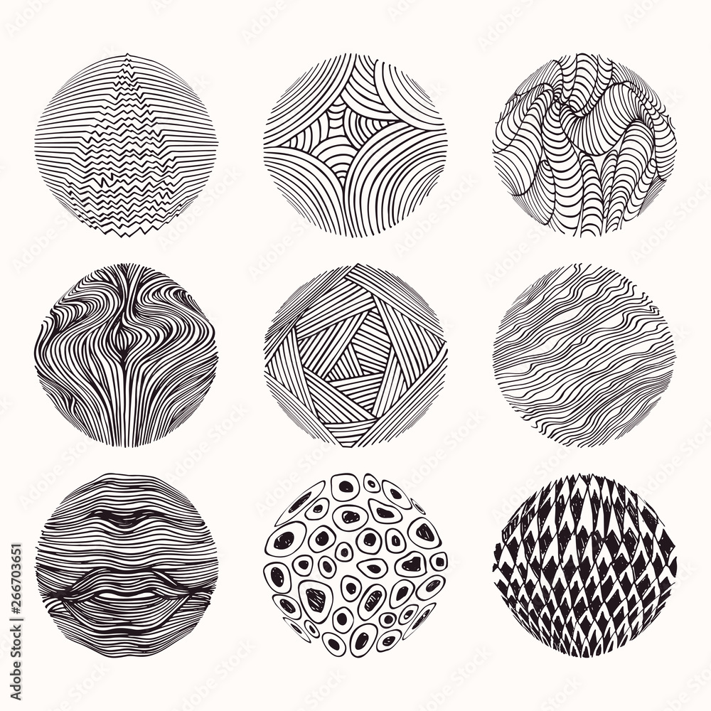 Hand drawn textures and brush strokes. Artistic collection of ...
