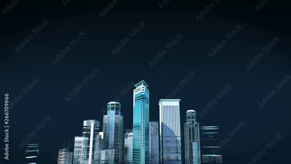 Construction technology. building city skyline and make smart city. 4k ...