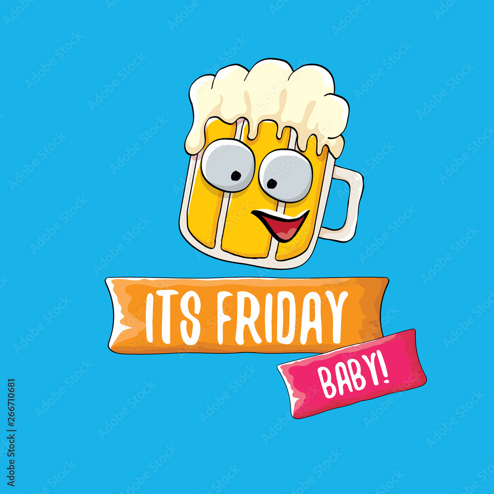 Its friday baby vector concept illustration with funky beer character ...