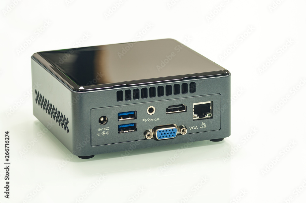 Single-board personal miniature computer with all digital ports showing ...