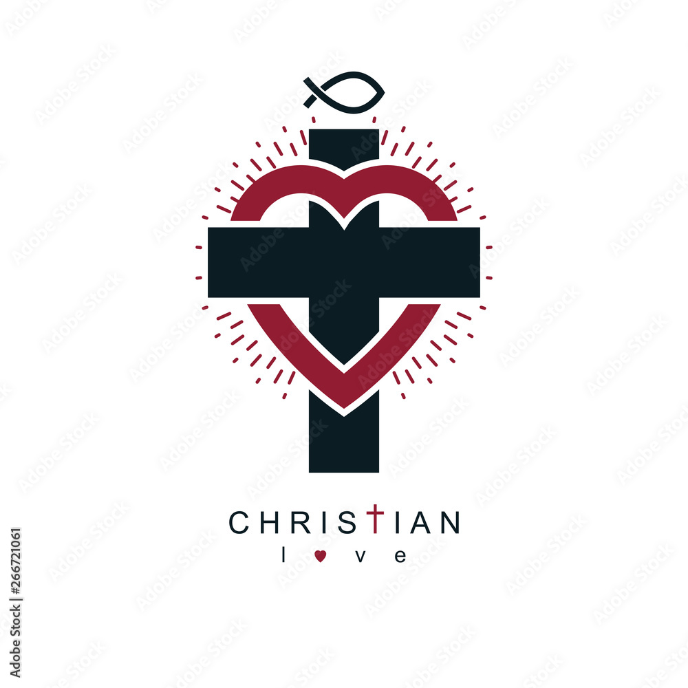 Love of God vector creative symbol design combined with Christian Cross ...