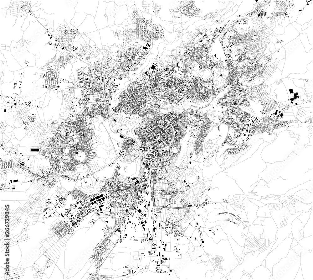 Satellite map of Yerevan. It is the capital and largest city of Armenia ...