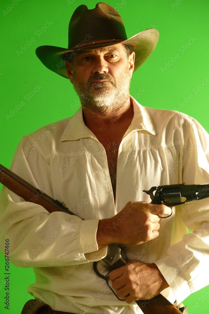 cowboy Winchester Colt Hat Winchester Greenscreen Stock Photo | Adobe Stock