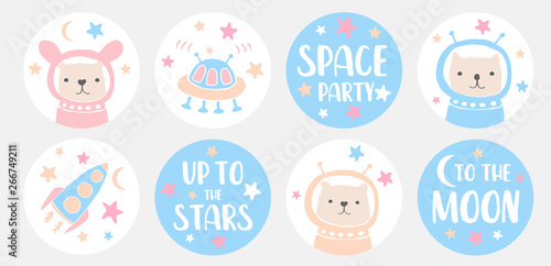 Space Party Candy Round Shape Vector Graphics for Candy Bar Toppers ...