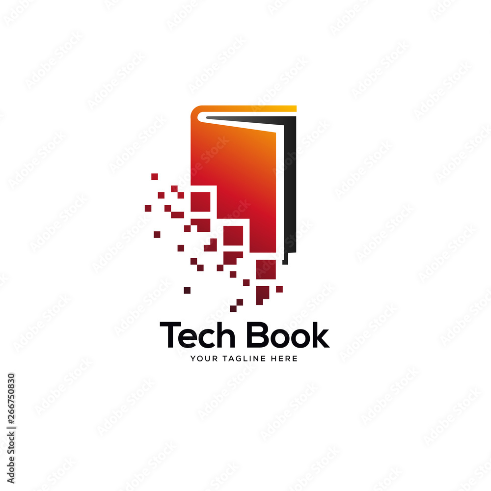 tech book logo designs, pixel book logo template, online learning logo ...