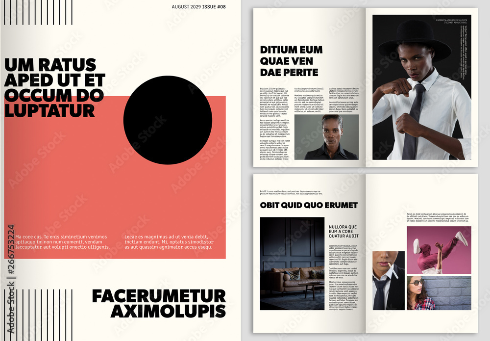 Magazine Layout with Geometric Elements Stock Template | Adobe Stock
