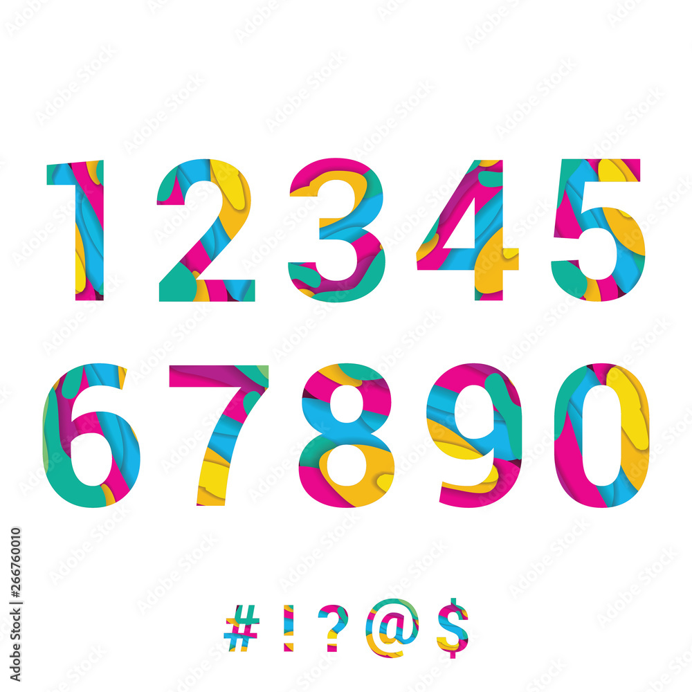 Paper cut numbers and symbols. Realistic 3D multi layer papercut effect ...