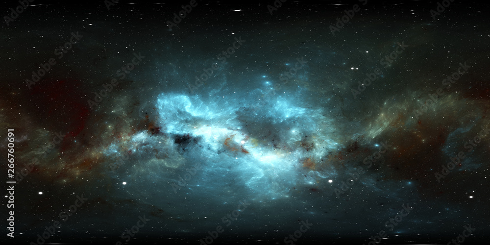 360 degree space background with nebula and stars, equirectangular ...