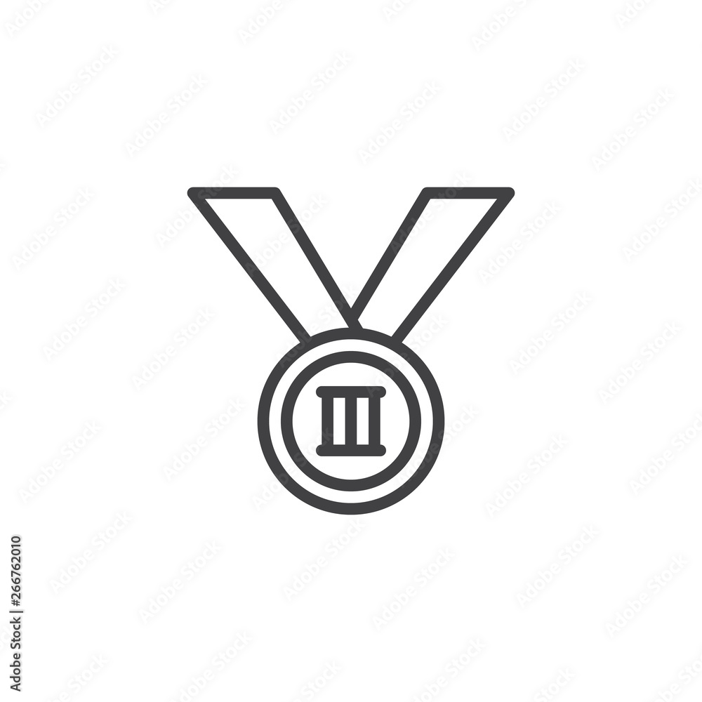 Third place medal line icon. linear style sign for mobile concept and ...