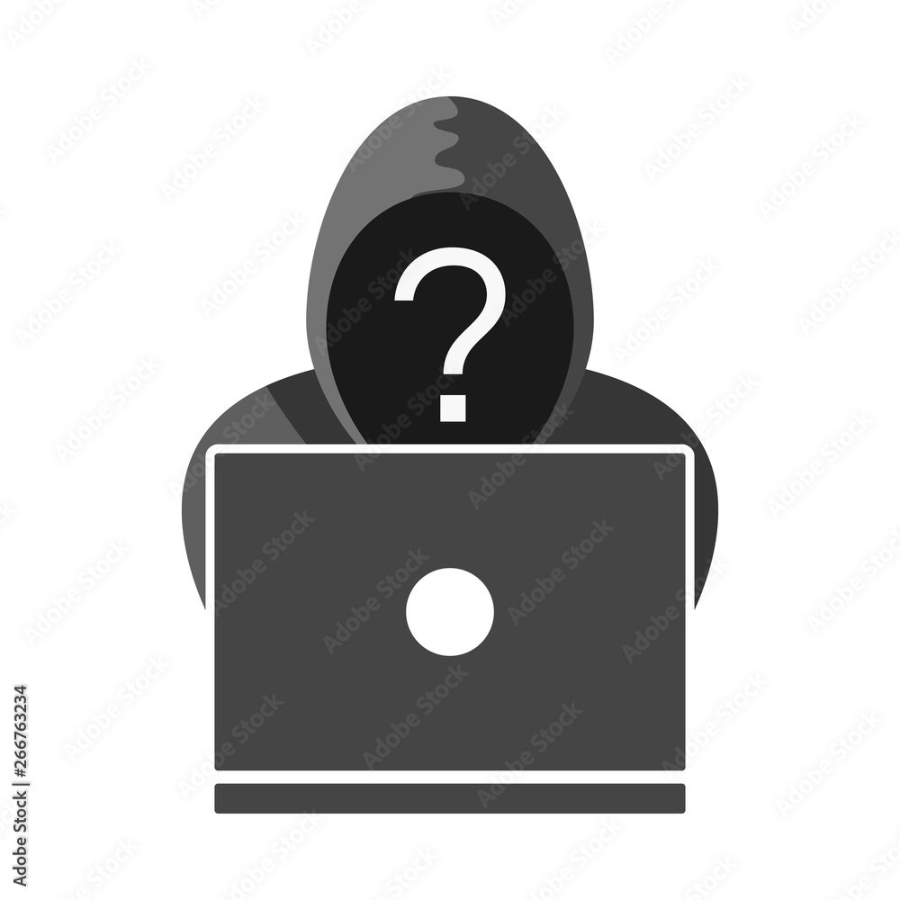 Unknown Person hacker icon. Anonymous pictogram isolated on white background. Vector sign ...