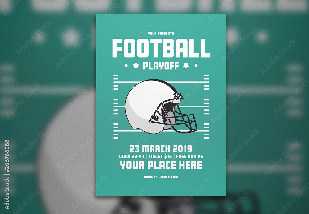 Football Event Flyer Layout with Graphic Illustrative Elements Stock ...