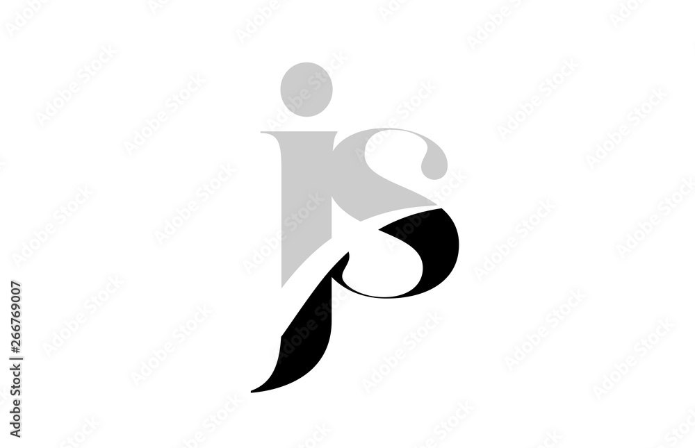 alphabet letter js j s black and white logo icon design Stock Vector ...