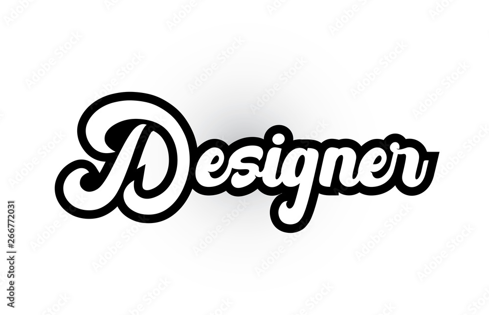 black and white Designer hand written word text for typography logo ...