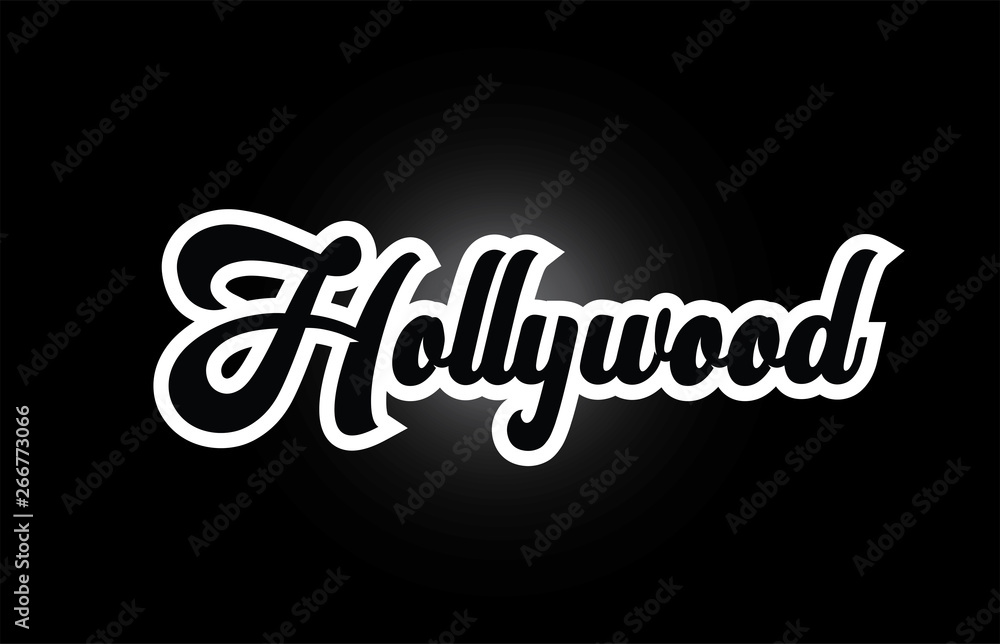 black and white Hollywood hand written word text for typography logo ...
