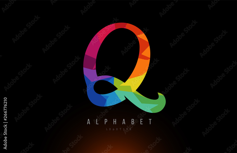 Q alphabet letter rainbow colored logo company icon design Stock Vector ...