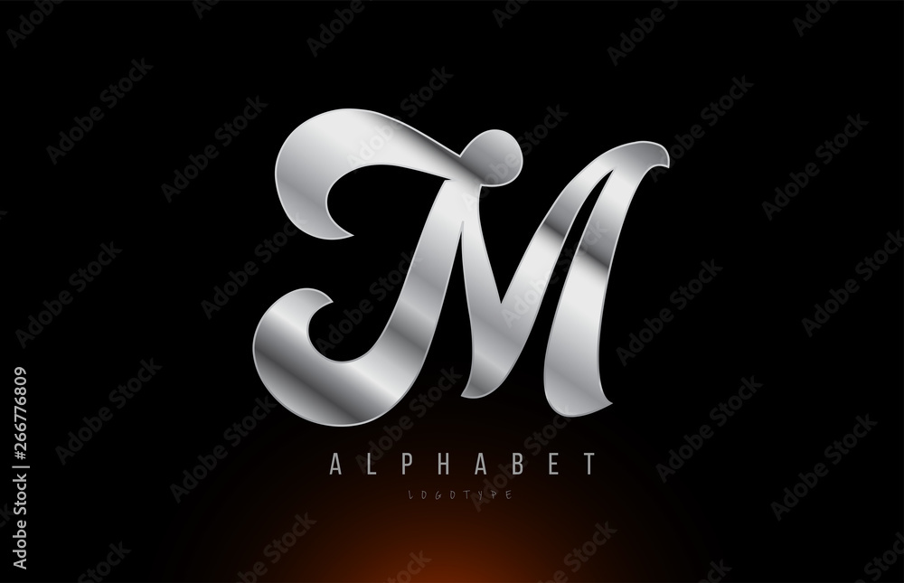 Silver grey metallic letter M logo design Stock Vector | Adobe Stock