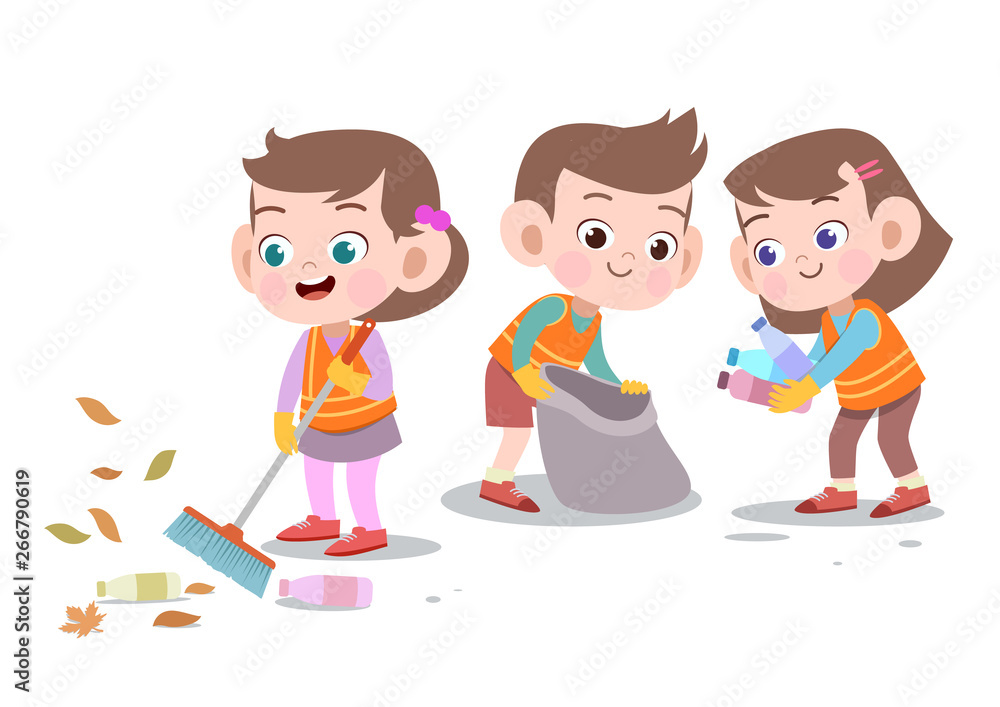 kids cleaning vector illustration isolated Stock Vector | Adobe Stock