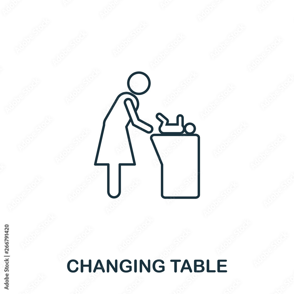 Changing Table icon outline style. Creative thin design from baby ...